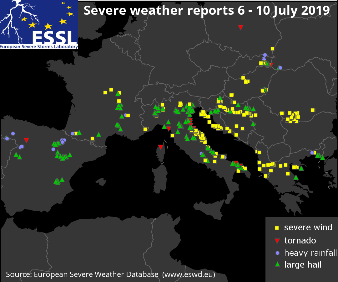 Severe weather outbreak of 6 – 10 July 2019 | European Severe Storms ...