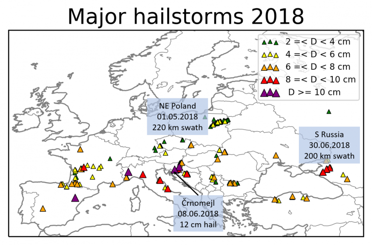 Major hailstorms of 2018 across Europe | European Severe Storms Laboratory